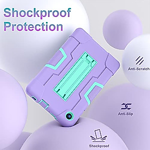 Nitupai Case for TCL Tab 8 LE (Model 9137W) / TCL Tab 8 WiFi (Model 9132X) 2023 Release, Heavy Duty Shockproof Silicone Case with Kickstand for TCL Tab 8 LE Case for Kids, Purple