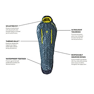 Nemo Kayu | Men's 30 Degree Down Sleeping Bag, Fortress/Lumen, Long