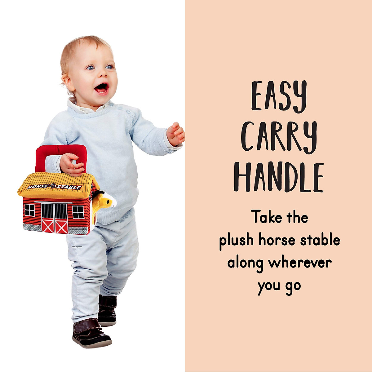 Plush Creations Talking Plush Horse Toys for Kids. Playset Includes Stable Carrier with 4 Cuddly Interactive Talking and Neighing Plush Toy Horses. Best Gift for Girls Or Boys Toddlers and Babies