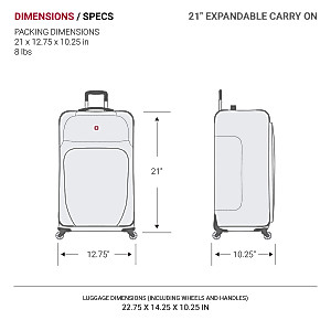 SwissGear Sion Softside Luggage with Spinner Wheels, Black, 3 Piece Set (21/25/29)