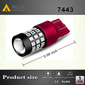 Alla Lighting Upgraded T20 7440 7443 LED Strobe Brake Lights Bulbs, Red Flashing Stop Lamps, W21W 7440LL 7443LL Strobe LED Taillights Replacement for Cars, Trucks, SUVs, Vans