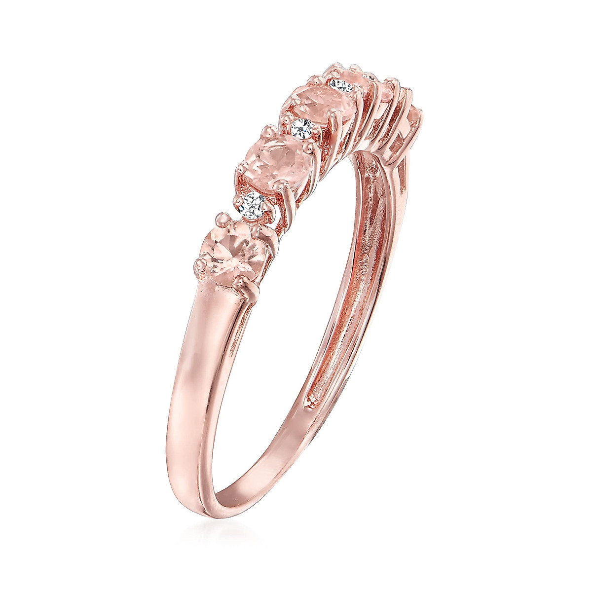 Ross-Simons 0.50 ct. t.w. Morganite Ring With Diamond Accents in 18kt Rose Gold Over Sterling. Size 7
