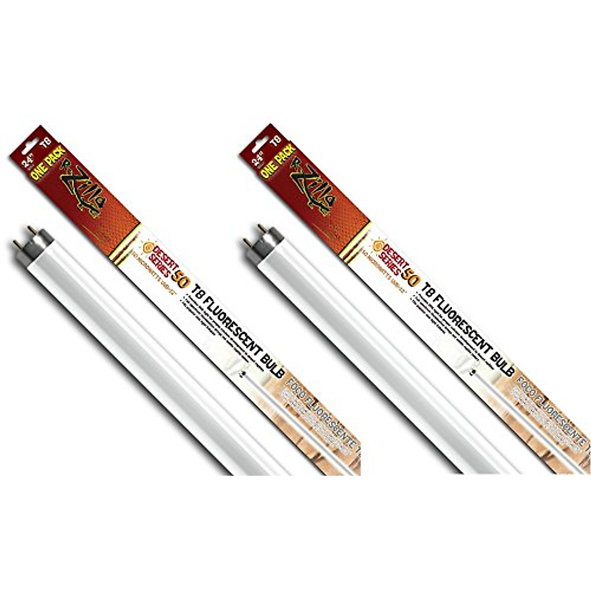 (2 Pack) Zilla 24-Inch Desert 50 UVB T8 Fluorescent Bulb, 17-Watt Each