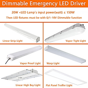 20W LED Emergency Backup Driver 100-347V AC 175V DC Rechargeable UL Listed Emergency LED Driver Backup Battery, Emergency Time Over 90 Minutes Suit for LED troffer, Linear Light, Panel Light (1-Pack)