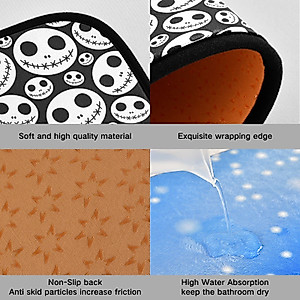 JIPONI Halloween Zombie Skeleton Skull Kitchen Rugs Set of 2 Pieces, Non Slip Cushioned Anti Fatigue Mats for Kitchen Floor, 19.7"X27.6"+19.7"X47.2" Heavy Duty Comfort Standing Mats