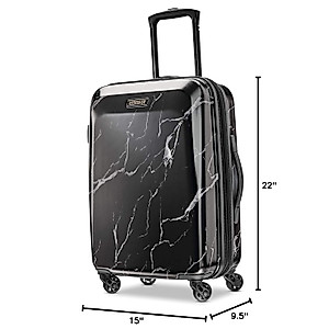 American Tourister Moonlight Hardside Expandable Luggage with Spinner Wheels, Black Marble, Carry-On 21-Inch