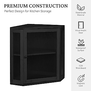 BRONYPRO Double Layer Corner Bread Box for Kitchen Counter with Height-adjustable Partition, Large Black Bamboo Wooden Bread Box for Multiple Loaves, Modern Breadbox for Kitchen Countertop