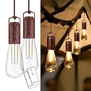 PINSAI 4 Pack Battery Powered Tent Light Bulb,Portable Outdoor Hanging Vintage LED Camping Light,Hurricane Pendant Emergency Lighting Lantern for Hiking Backpacking Fishing Outage Power Failure