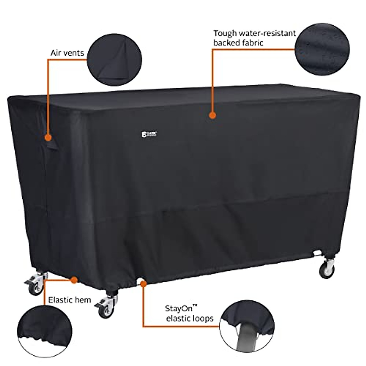 Classic Accessories,55-992-040401-EC, Water-Resistant 63 Inch Flat Top Griddle Cover,Black,Large