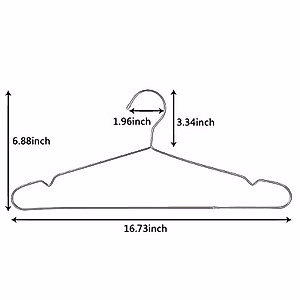 OIKA Clothes Hangers 40 Pack Pants Hangers Stainless Steel Strong Metal Hangers 16.5 Inch for Heavy Duty Coat Hanger