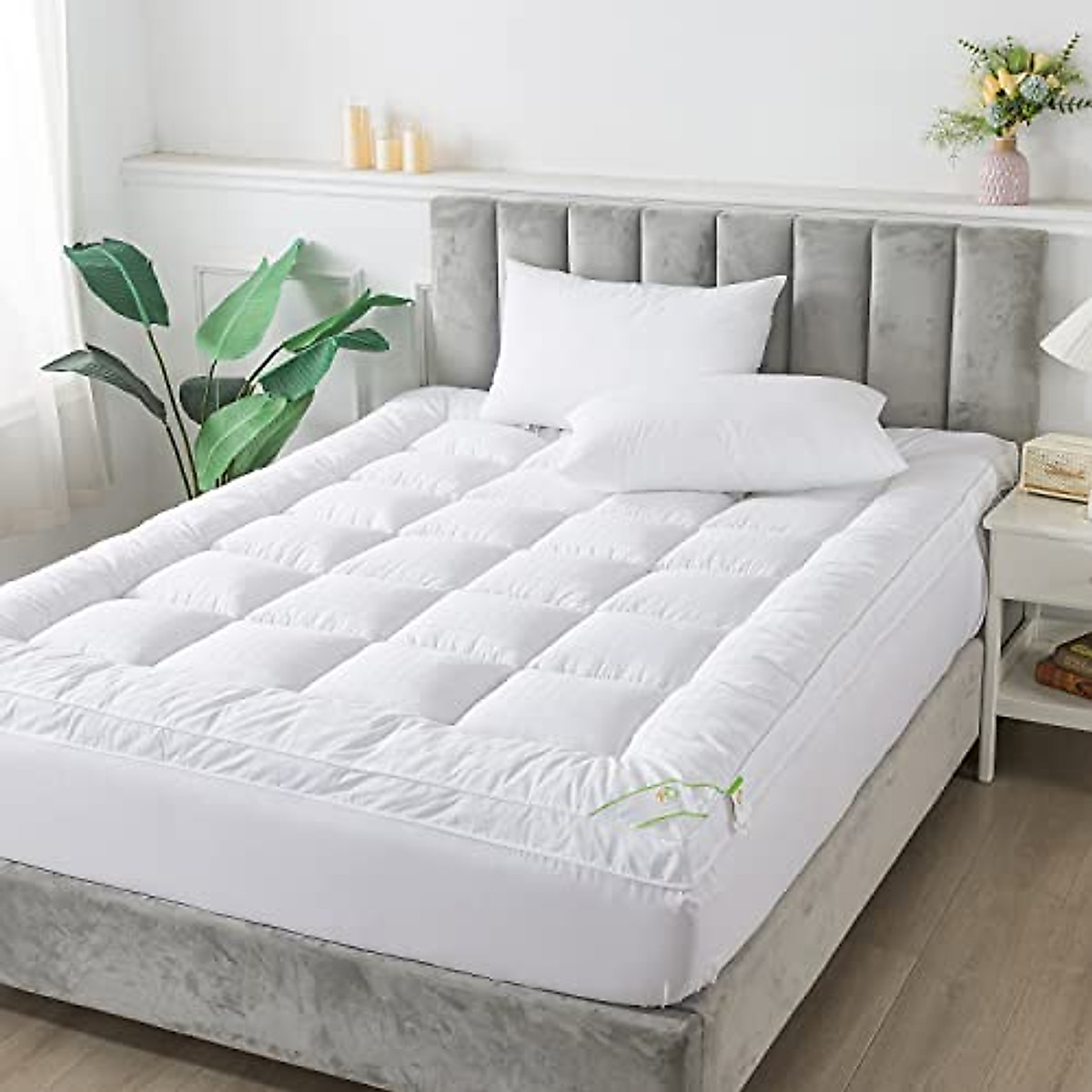 SUFUEE Mattress Topper King 400TC Cotton Mattress Pad with Deep Pocket - Extra Thick 2" Thick Quilted Pillow Top Down Alternative Fill