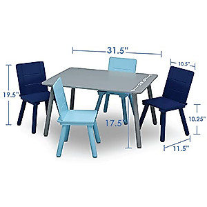 Delta Children Kids Table and Chair Set (4 Chairs Included) - Ideal for Arts & Crafts, Snack Time, Homeschooling, Homework & More - Greenguard Gold Certified, Grey/Blue
