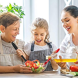 4 Pieces Silicone Cooking Spoons Set Silicone Serving Spoon Silicone Nonstick Mixing Spoons Slotted Spoons Large Nonstick Heat Resistant Spoons for Kitchen Cooking Bake Stir Draining Tool (Black)