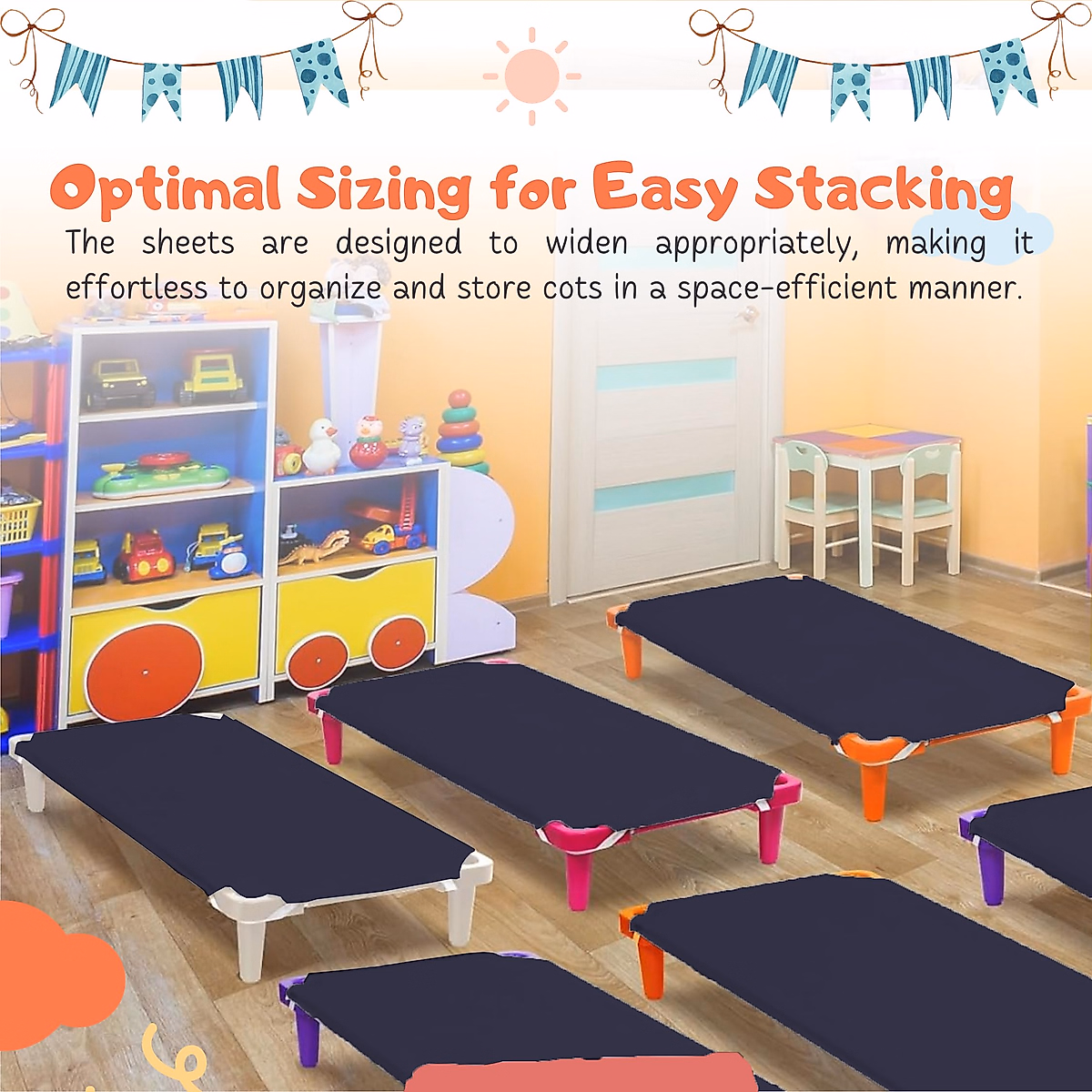 Lukeville Luxury Linen Cot Sheets for Daycare, Pre-School/Standard Size Daycare Cot Sheet 22" x 40" - Sleeping Cot Sheets - Breathable Microfiber Toddler Cot Bed Cover Sheet - (Pack of 6, Navy Blue)