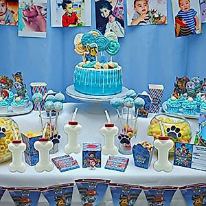 Dog Bone Cups with Straw (6 Pack) 14 oz - Paw Dog Patrol Party Supplies, Dog Birthday Party Supplies Decorations, Puppy Pals Dog Birthday Party Favors by 4E's Novelty