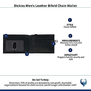 Dickies Men's Leather Slimfold Wallet With Chain Black