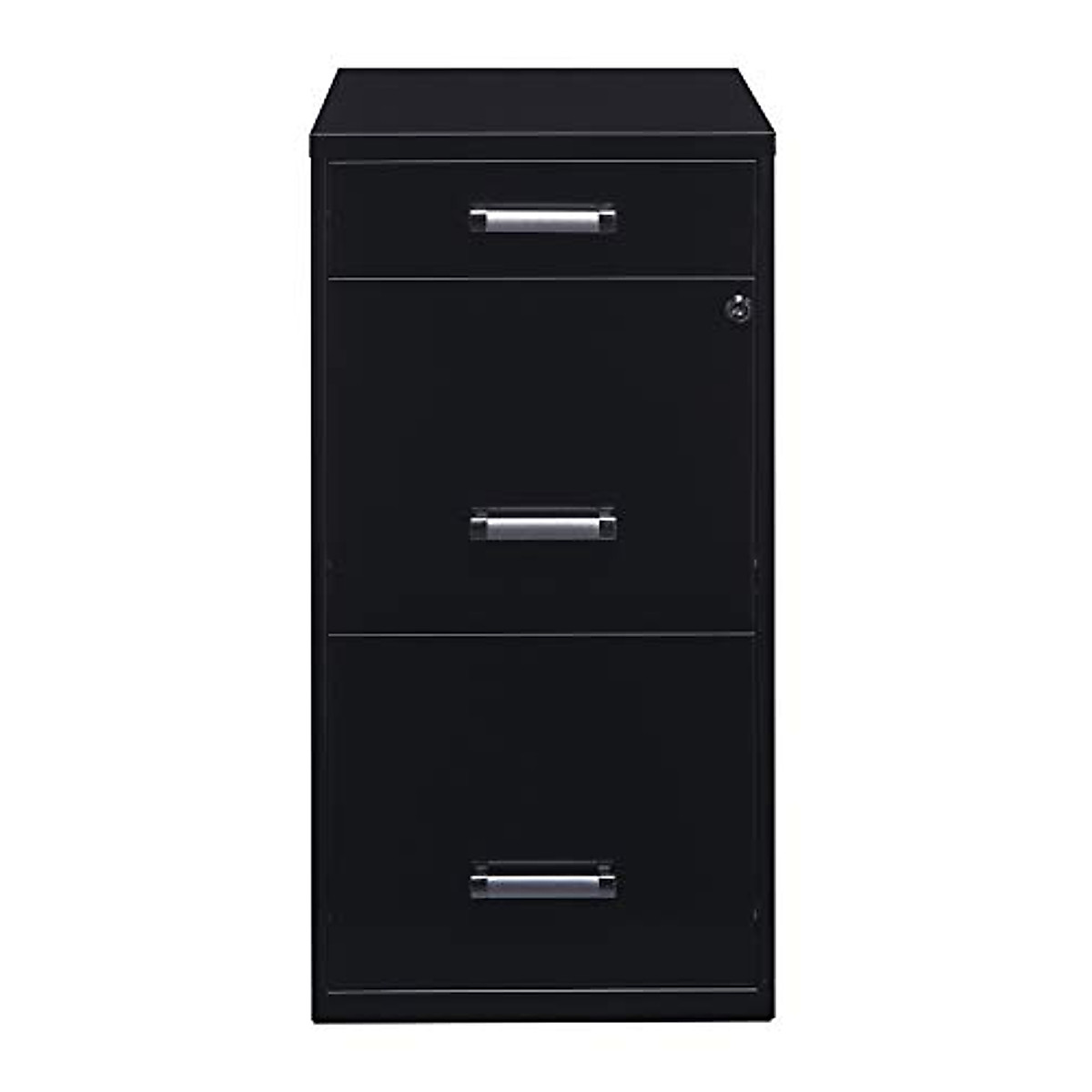 Hirsh Industries 18in. Deep 3 Metal Organizer Pencil Drawer SOHO Vertical File Cabinet, Black