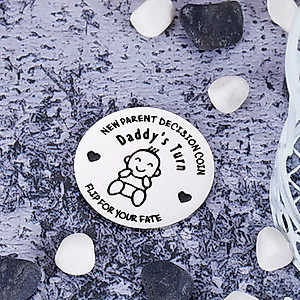 Funny New Baby Decision Coin for Parent, Pregnancy Gifts for First Time Mom Dad, Baby Shower Mothers Fathers Day Gift for Mum Dad to Be, Christmas Birthday Thanksgiving Present Double-Sided Coin