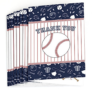 Big Dot of Happiness Batter Up - Baseball - Baby Shower or Birthday Party Thank You Cards (8 count)
