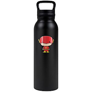 DC Flash - Flash OFFICIAL Flash Chibi 24 oz Insulated Canteen Water Bottle, Leak Resistant, Vacuum Insulated Stainless Steel with Loop Cap, Black