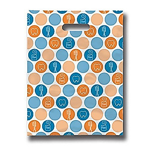 Dental Dots Dental Giveaway Bags, 8" x 10", 100 Pack