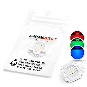 CHANZON High Power Led Chip 10W RGB Common Anode (300mA - 350mA for Each Color) Multicolor Super Bright Intensity SMD COB 10 Watt Light Emitter Components Diode 10 W Bulb Lamp Beads DIY Lighting