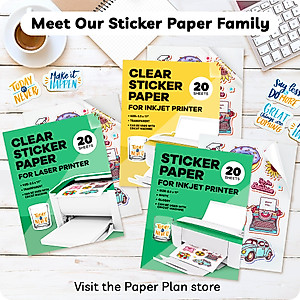 (30 Sheets) Printable Vinyl Sticker Paper for Inkjet Printer Waterproof - White, Matte, 8.5 x 11 Inkjet Sticker Paper, Cricut Sticker Paper Printable , Waterproof Sticker Paper / Paper Plan