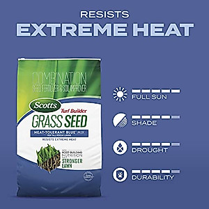 Scotts Turf Builder Grass Seed Heat-Tolerant Blue Mix for Tall Fescue Lawns with Fertilizer and Soil Improver, 2.4 lbs.
