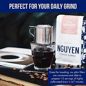 Nguyen Coffee Supply - Original Phin Filter: Stainless Steel 12oz Chamber 4.375 inch plate Diameter, Perfect Cup of Phin Drip Coffee in 7 minutes [12 oz]