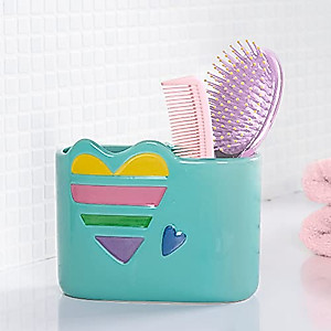 Allure Home Creation Rainbow Hearts 4-Piece Ceramic Bathoom Accessory Set