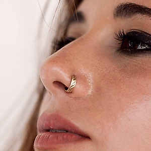 Zeshimb Boho Surgical Steel Hinged Nose Rings Gold Twist Thin Nose Rings Sleeper Tiny Hoop Earrings Septum Ring Helix Ring Nose Stud Handmade Body Piercing Jewelry for Her Gift