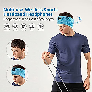 SKYEOL Sleep Headphones, wireless Headband with Zip Pocket Wireless Music Sport Headbands with Ultra-Thin HD Stereo Speakers for Side Sleepers, Meditation,Relaxation and Sport(Blue)