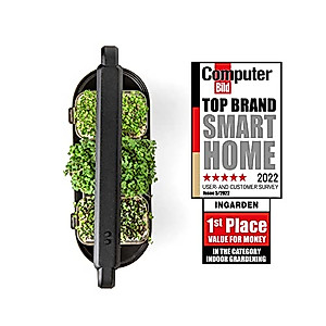 ingarden Superfood Microgreens Indoor Growing Kit with 3 Starter Seed Pod Trays and Grow Light, Smart Indoor Garden (Ceramic) | Jet Black