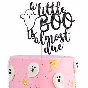Halloween Baby Shower Decorations - Our Little Boo is Almost Due Cake Topper, October Baby Shower Decor, Fall Baby Shower Banner, Autumn Baby Shower (a little boo is almost due CT)