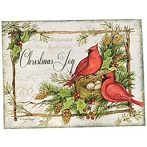 LANG Cardinal Christmas Assorted Two-Set Card, Exclusive LANG Artwork by Susan Winget for LANG, 18 Cards & 19 Envelopes, Glitter Embellishment, Linen-Embossed Card, Size: 5.375" x 6.875" (1008115)