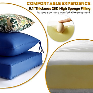 Outdoor Deep Seat Cushion Set of 2,24 x 24 Inch, Deep Seat,Back Cushion and Pillow with Removable Cover and Adjustable Straps for Chair, Sofa, and Couch