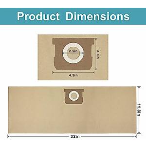 12 Pack 19-3100 Shop Vac Bags Compatible with Stanley 5-6 -8 Gallon wet dry vacuum.