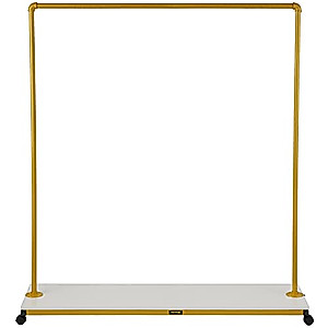 VEVOR Clothing Garment Rack, 59.1" x 14.2"x 63.0", Heavy-duty Clothes Rack w/Bottom Shelf, 4 Swivel Casters, Sturdy Steel Frame, Rolling Clothes Organizer for Laundry Room Retail Store Boutique, Gold