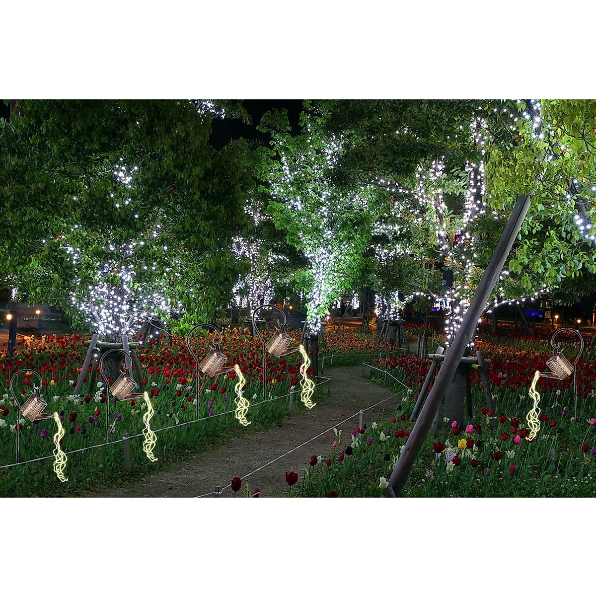 Art Light LED Solar Lamp Outdoor Decoration Light Watering Can Garden Yard Decorative Stake Light Waterproof IP55 with Installed Light String