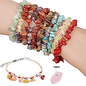 EuTengHao 1323Pcs Irregular Chip Stone Beads Natural Gemstone Beads Kit with Spacer Seed Beads Lobster Clasps Elastic String Jump Rings for DIY Necklace Bracelet Earring Jewelry Making Supplies