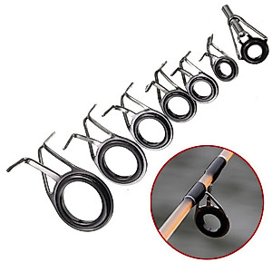 Honbay 7pcs Set Mixed Sizes Fishing Rod Eyes Guides Line Rings Repair Kit