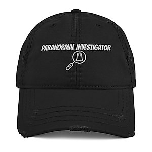 Paranormal Investigator Hat | Ghost Hunting Gear - - Distressed Dad Hat - Fun Design Black