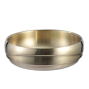 Luxshiny Double- Wall Insulated Stainless Steel Soup Bowl Insulated Bowls for Cereal Soup Ice Cream Rice Noodles Salad Kids Snacks 19. 5cm Gold