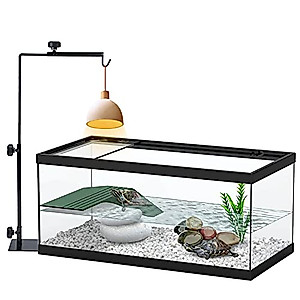 Patioer Reptile Lamp Stand Pet Lamp Bracket Adjustable Metal Floor Light Lamp Holder Lamp Support for Reptile Succulent Plants Glass Terrarium Heating Light, Small Size