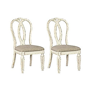 Signature Design by Ashley Realyn French Country Ribbon Back Dining Chair, 2 Count, Chipped White