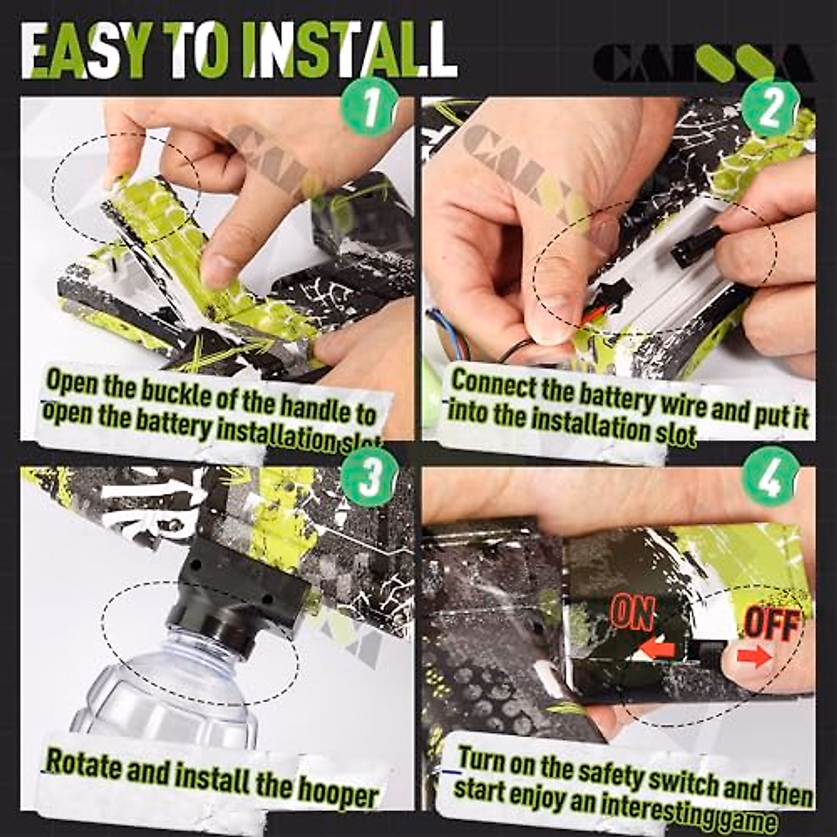 CAISSA Electric Gel Ball Blaster, AKM-47 Gel Ball Blaster Automatic, for Outdoor Activities - Shooting Team Game, Green