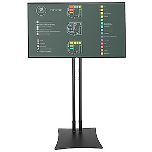 Displays2go 88 x 29 Inches Tall Flatscreen Stands, Supports 32-70 Inch Flat Screen Televisions, Steel Construction – Black (DSTANDBK)