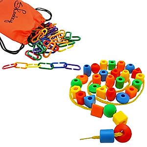 Skoolzy Preschool Lacing Beads for Kids - Linking Math Manipulatives Learning Toys