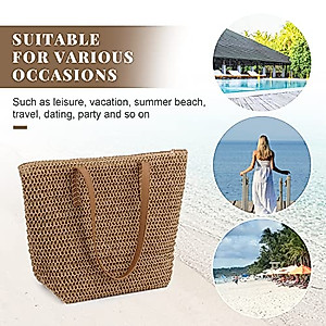 SUKUTU Women Summer Straw Bag Large Capacity Beach Tote Handbag Handmade Woven Vacation Shoulder Bag Purse