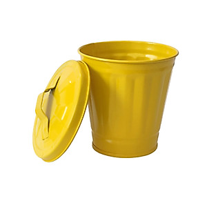 AITING Mini Trash can & Iron Garbage can Pencil Cup Holder 2pcs (Yellow)
